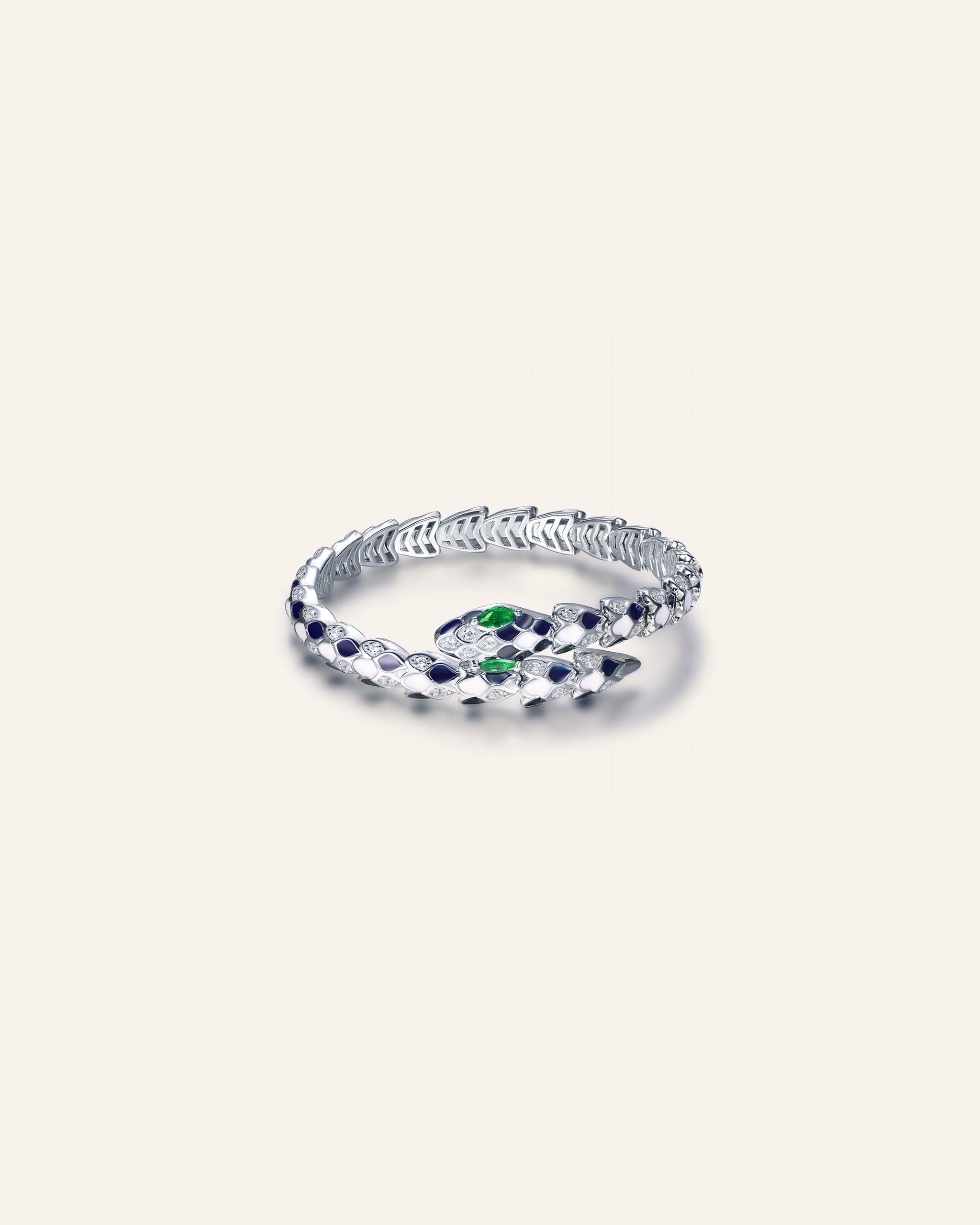 The Sparkle Sign Platinum-Plated Serpent Bracelet with Lab Stone Inlays ...